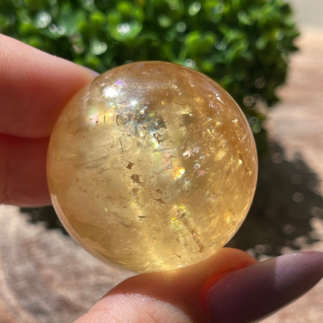 Optical Honey Calcite Sphere Cats Eye Flash and Stunning Rainbows - No ...