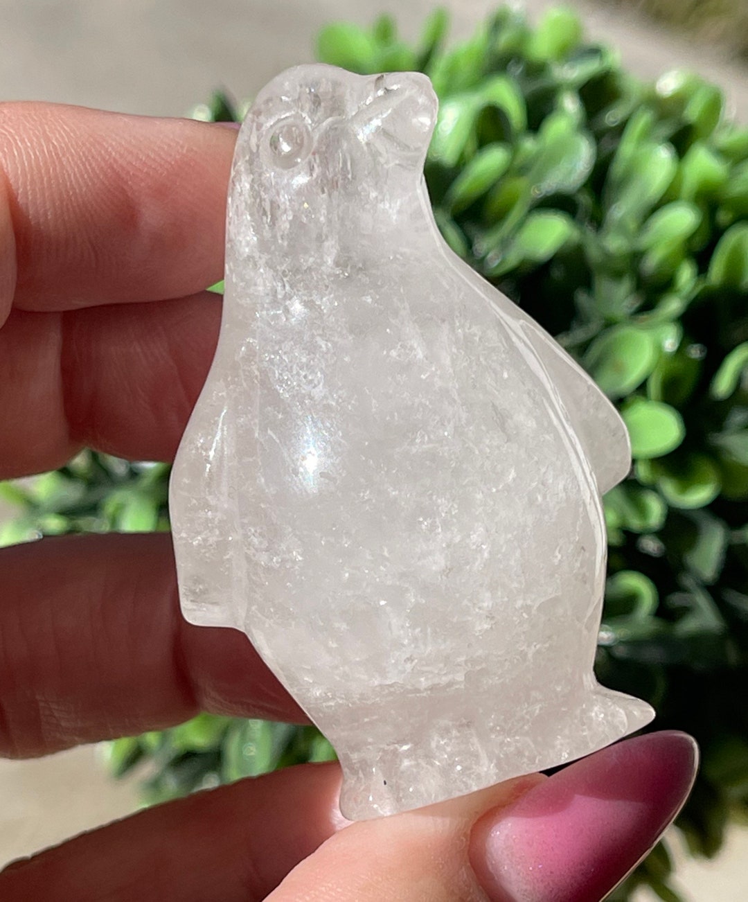 Clear Quartz Penguin Carving Rainbow Quartz Animals Natural Crystal ...