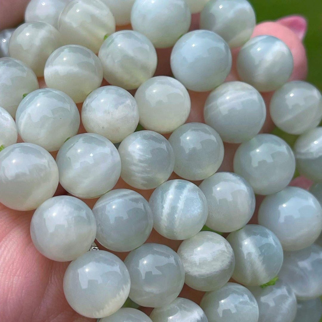 Sage Green Moonstone Bracelet , HQ Incredible Rare Silky Moonstone ...