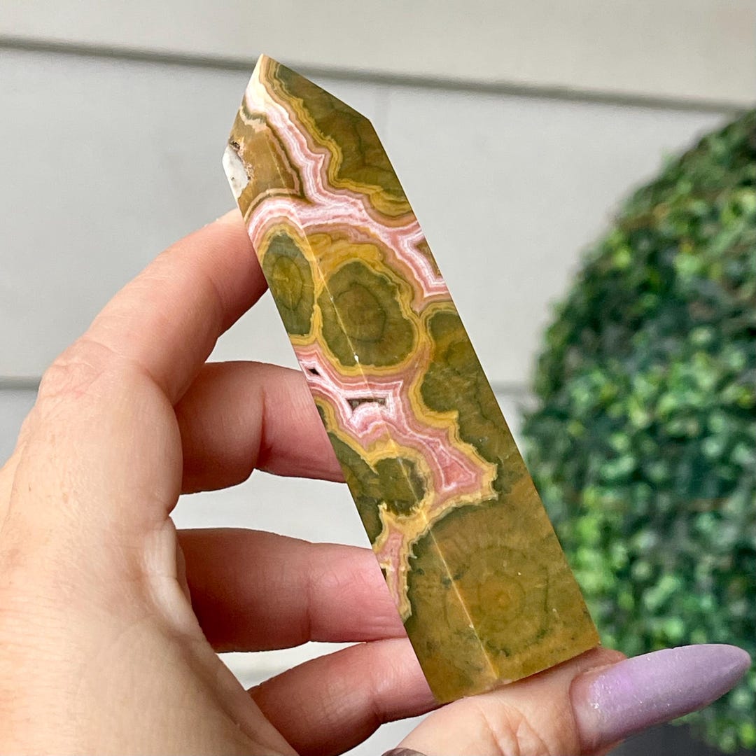 Ocean Jasper Howlite Tower, Pink Flowers Jasper White Howlite, Rare ...