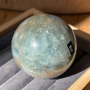 Natural Aquamarine XL Sphere, Untreated Unique Mineral Polished ...