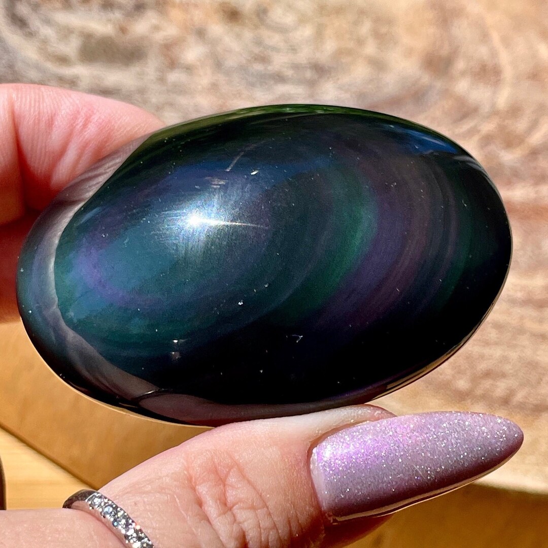 Velvet Obsidian Palmstone With Purple Rainbow Colors, 5 - Etsy