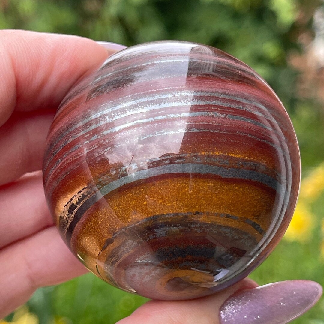 Tiger Iron Sphere: Red & Yellow Metallic Crystal, Rare Gift (50mm) - Etsy