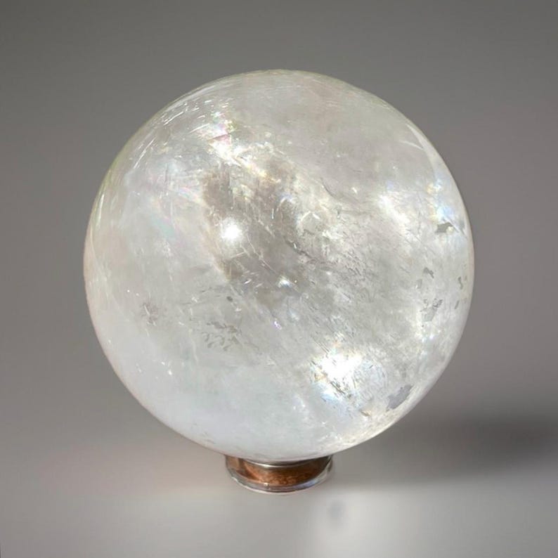 Optical White Calcite Sphere With Beautiful Rainbows • Natural Large ...