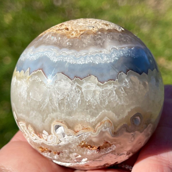 White Mexican Agate Sphere - Etsy