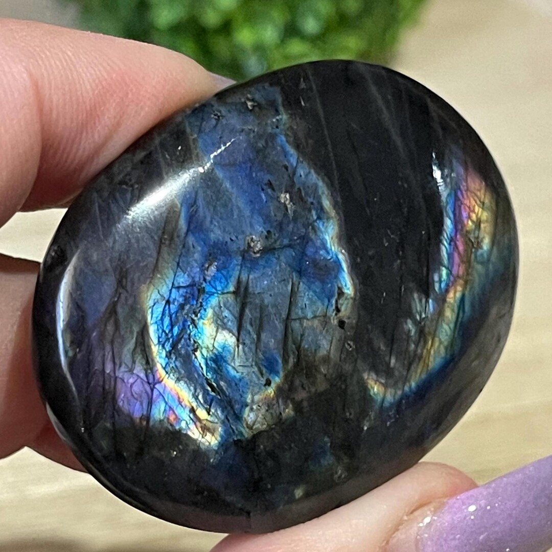 Spectrolite Labradorite Palmstone Rare Crystal From Finland, Natural ...