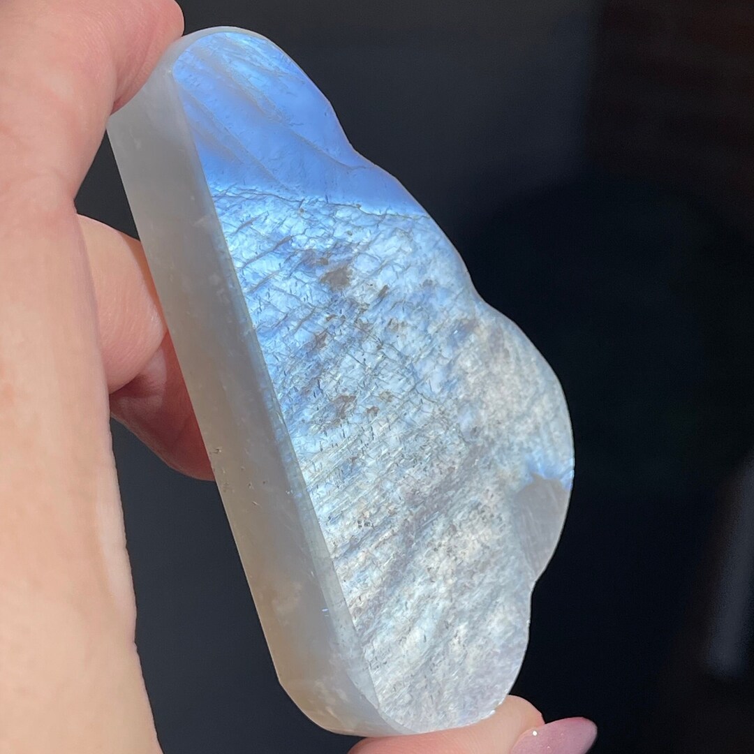 White Moonstone HQ Cloud With Incredible Flash, Translucent Blue Flash ...