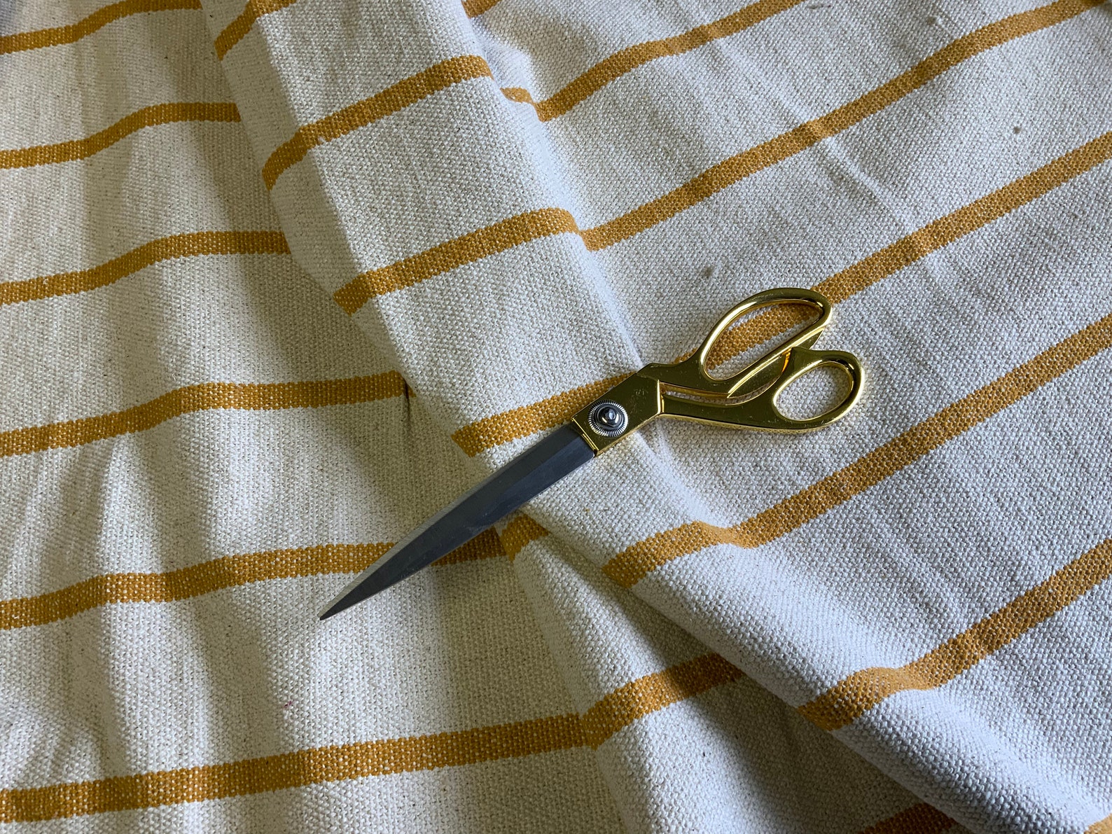 MUSTARD YELLOW Striped Fabric Hopsack Fabric for Bench | Etsy