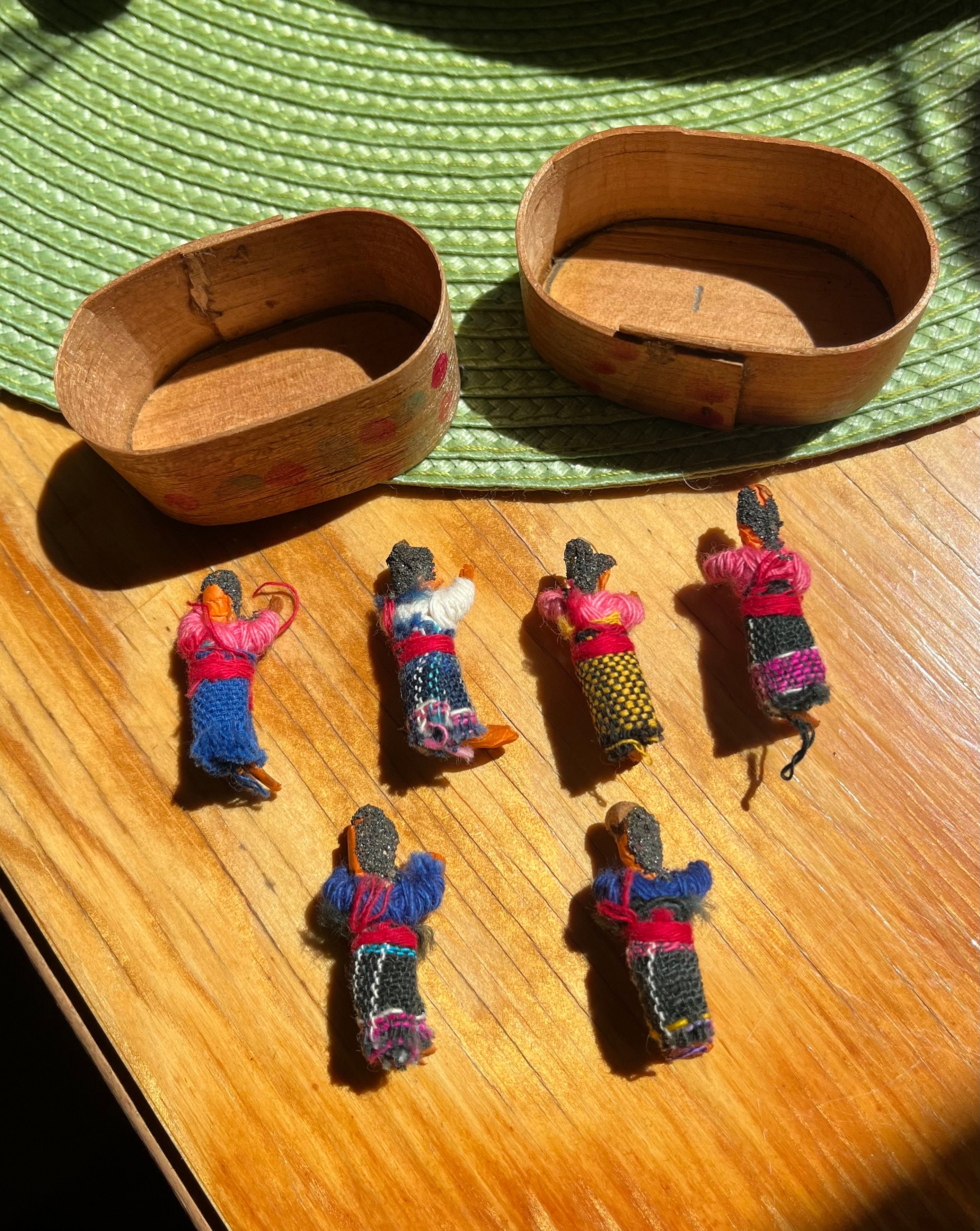 WORRY DOLLS Six Minature Figures in Wooden Box From Guatemala. - Etsy