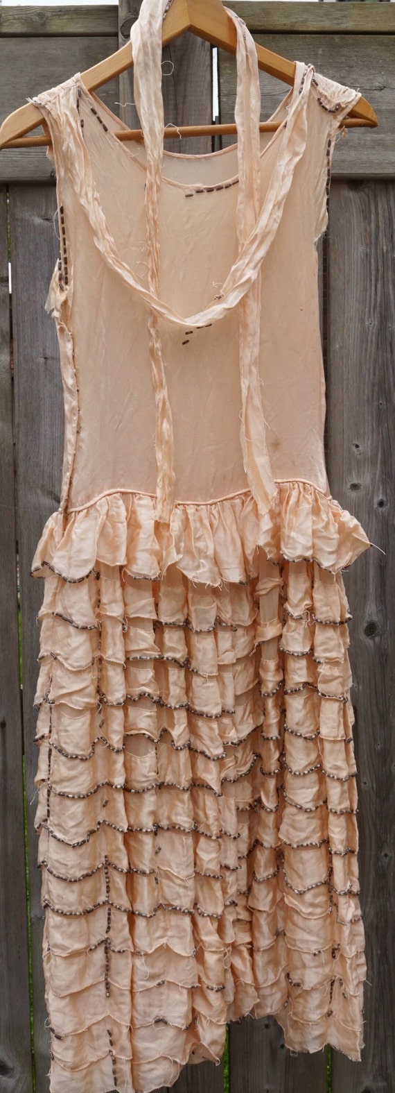 Horribly Torn & Tattered Vintage 1920s Ruffle Dress w… - Gem