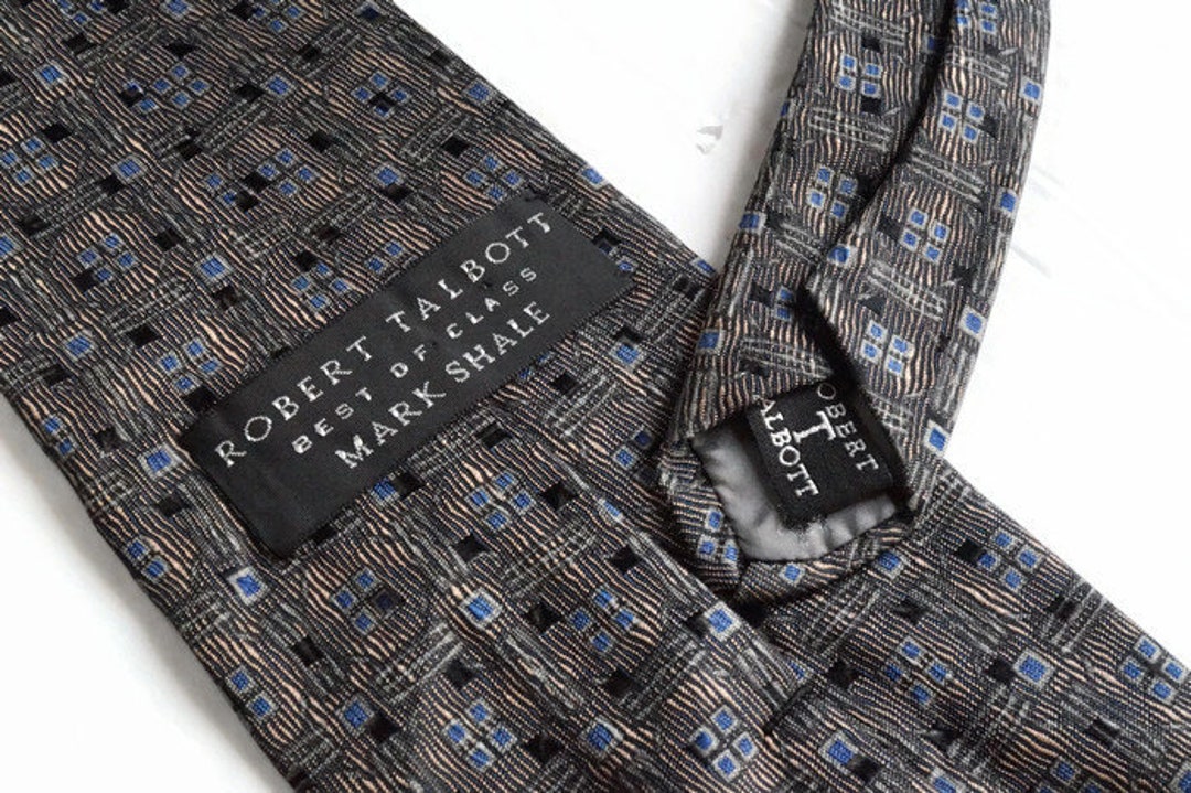 ROBERT TALBOTT 'Best of Class' Vintage Silk Tie High End Hand Sewn Necktie USA Made Grey Black ...