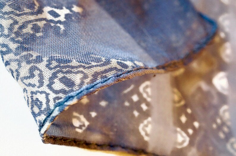 Vintage Dusky Blue Semi Sheer Rayon Scarf Tabi International - Etsy