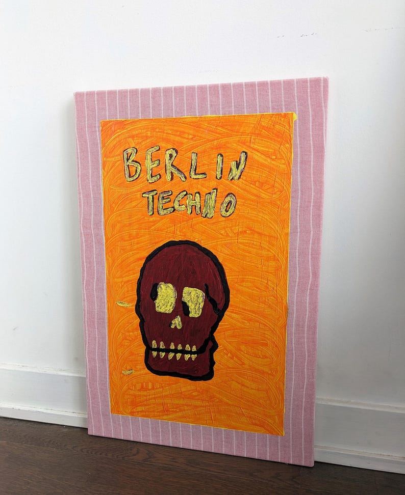 Berlin Techno Contemporary Abstract Glitter Skull Painting - Etsy Canada