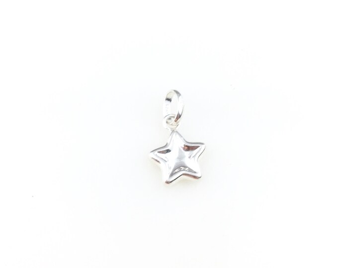 Vintage 925 Sterling Silver Puffy Star Charm Pendant Necklace - Etsy