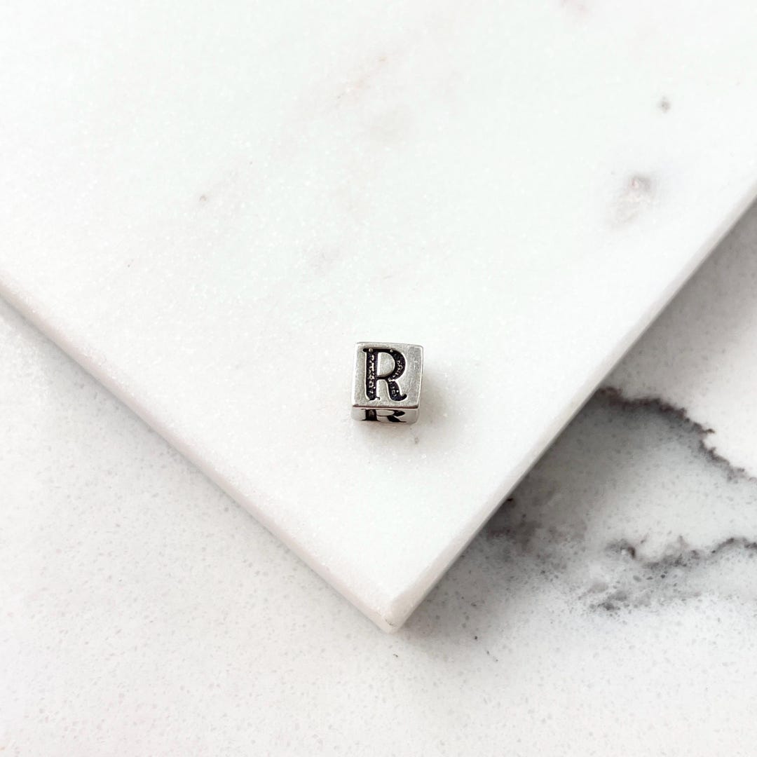 Vintage 925 Sterling Silver Dainty Tiny Initial Letter R Charm Bead - Etsy