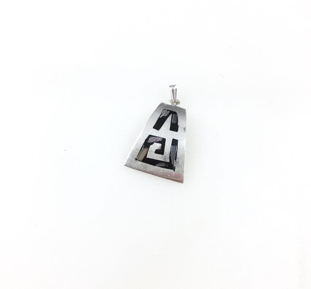 Vintage Silver Mexico Alpaca Abalone Inlay Enamel Minimal Southwest ...