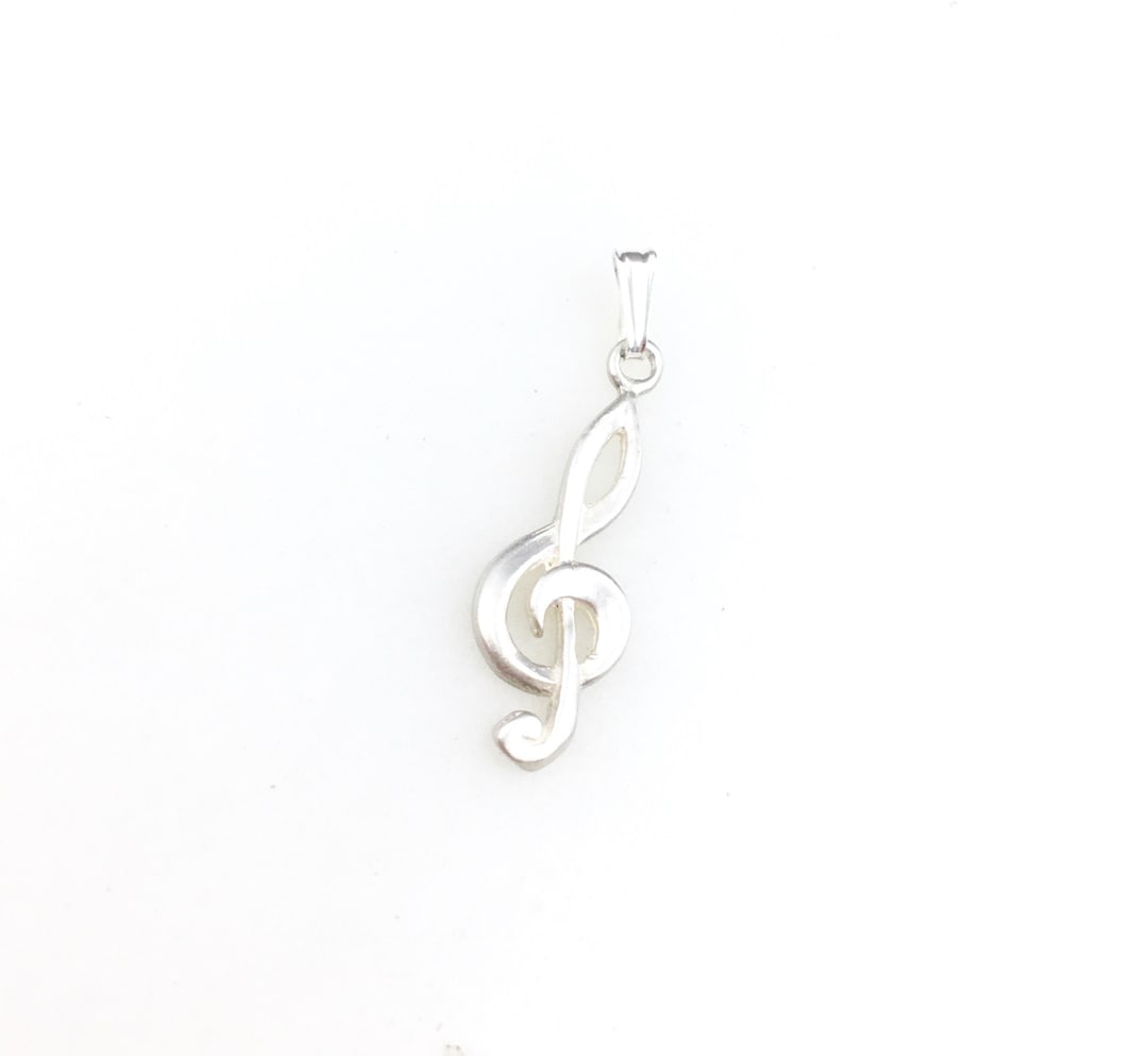 Vintage 925 Sterling Silver Music Note G Clef Pendant Necklace - Etsy