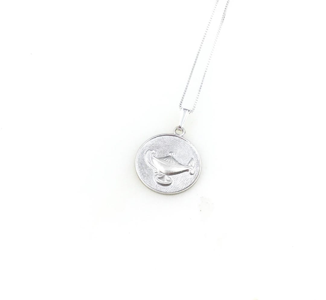 Vintage 925 Sterling Silver Genie Lamp Charm Pendant Necklace - Etsy