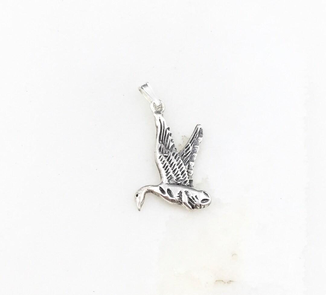 Vintage 925 Sterling Silver Flying Goose Duck Bird Charm Pendant ...
