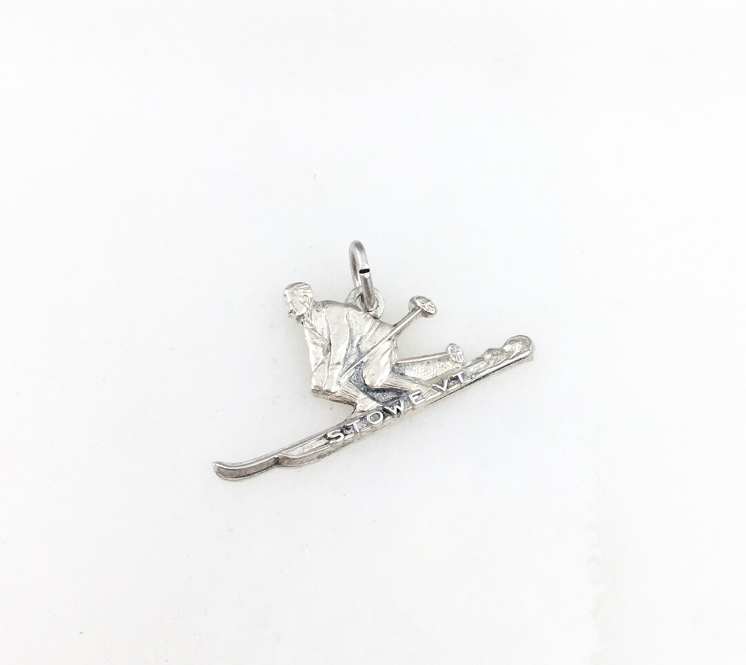 Vintage 925 Sterling Silver Skiing Stowe Vermont Charm Pendant Necklace ...