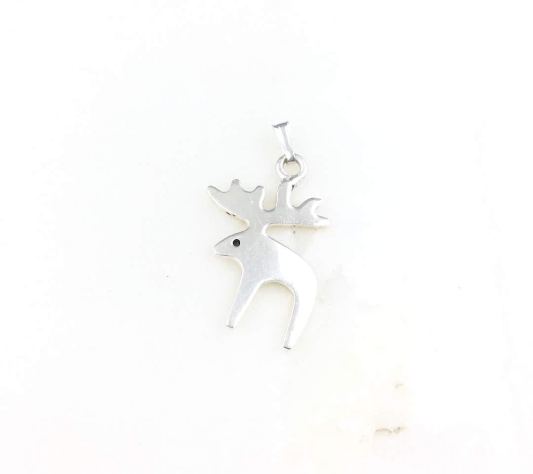 Vintage 925 Sterling Silver Moose Charm Pendant Necklace - Etsy