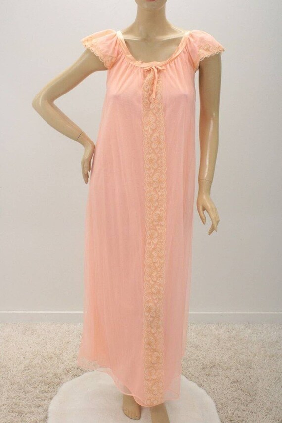 vintage peach chiffon nightgown - Gem