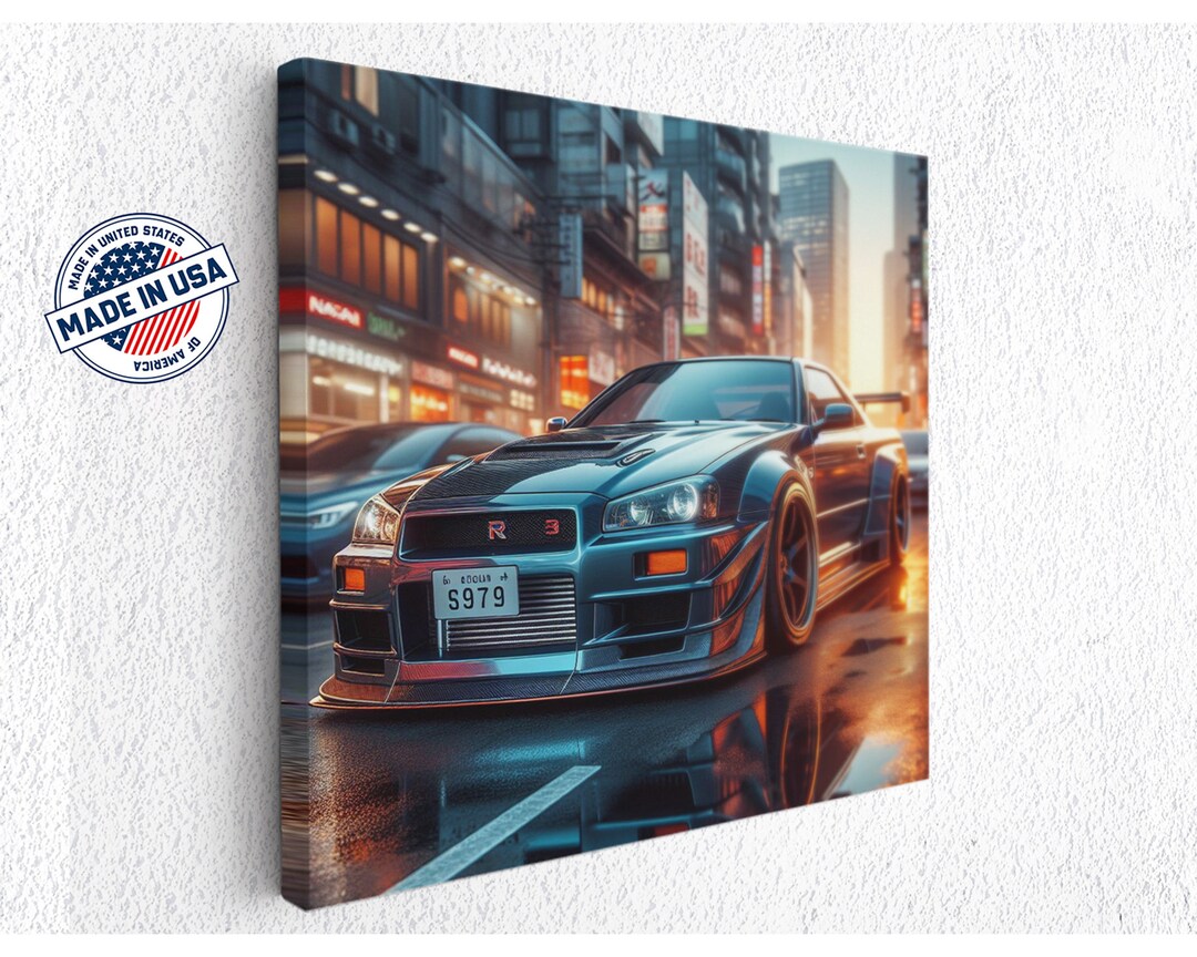 Skyline Gtr R34 Square Size Canvas Artwork, Home Decor,wall Hangings ...