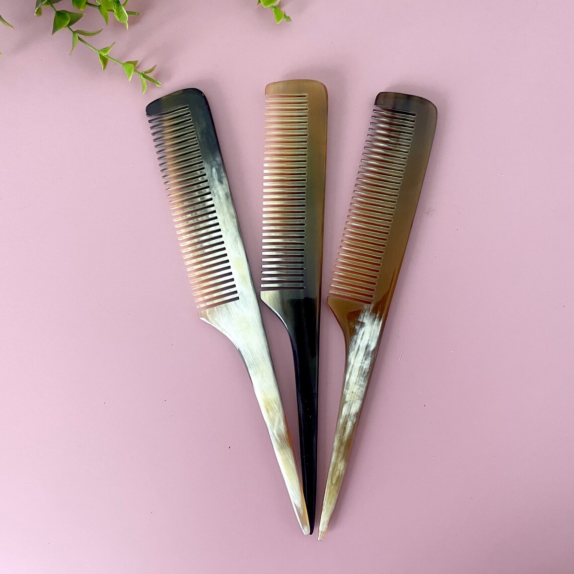Natural Buffalo Mouse Tail Anti-static Horn Comb, Handmade Pocket Horn ...