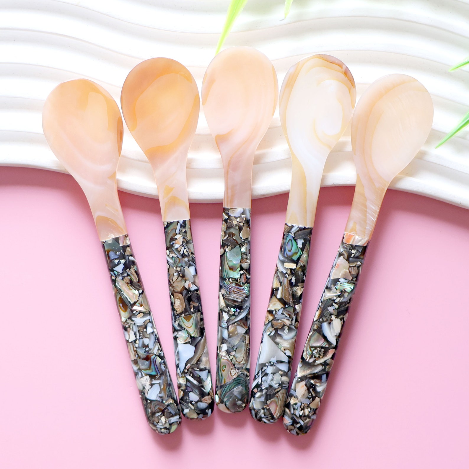 Mother of Pearl Caviar Spoon, Golden Oyster Caviar Spoon, Shell Utensil ...