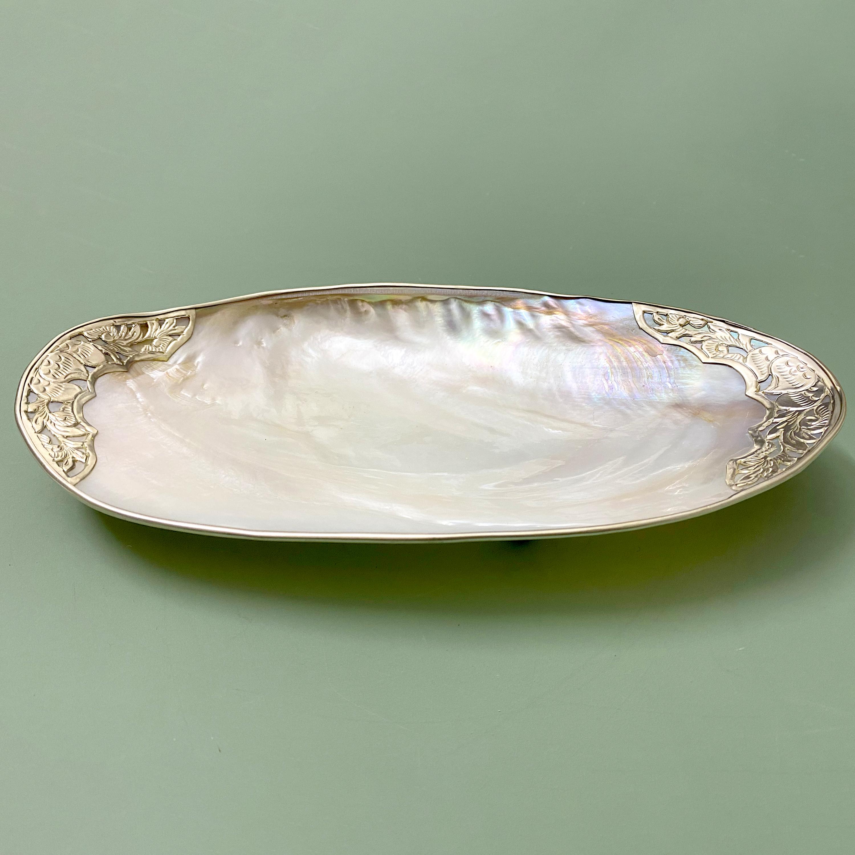 Decorative Giant Mother of Pearl Seashell Dish Peach Symbol of ...