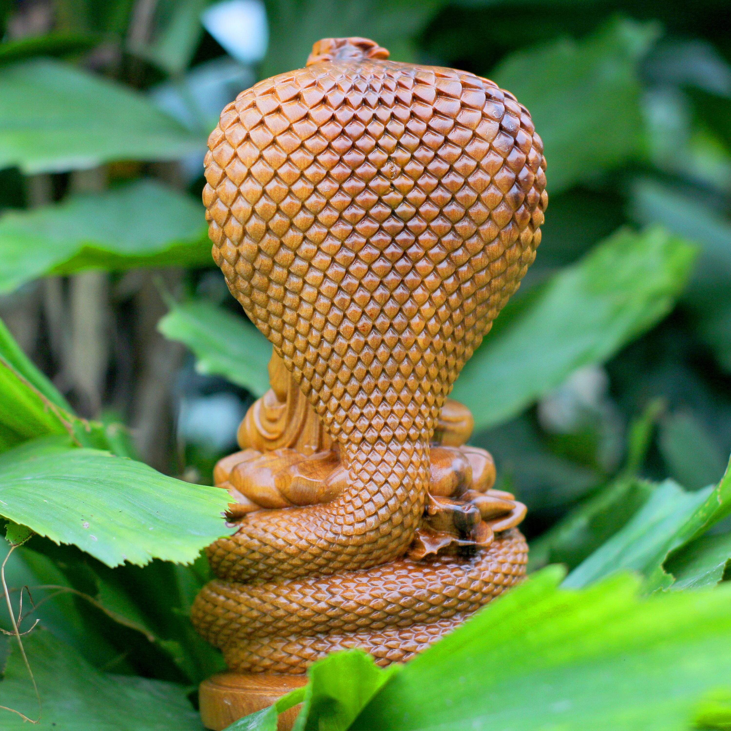 Wooden Shakyamuni Meditating Buddha With Head Snake Guardian Statue ...
