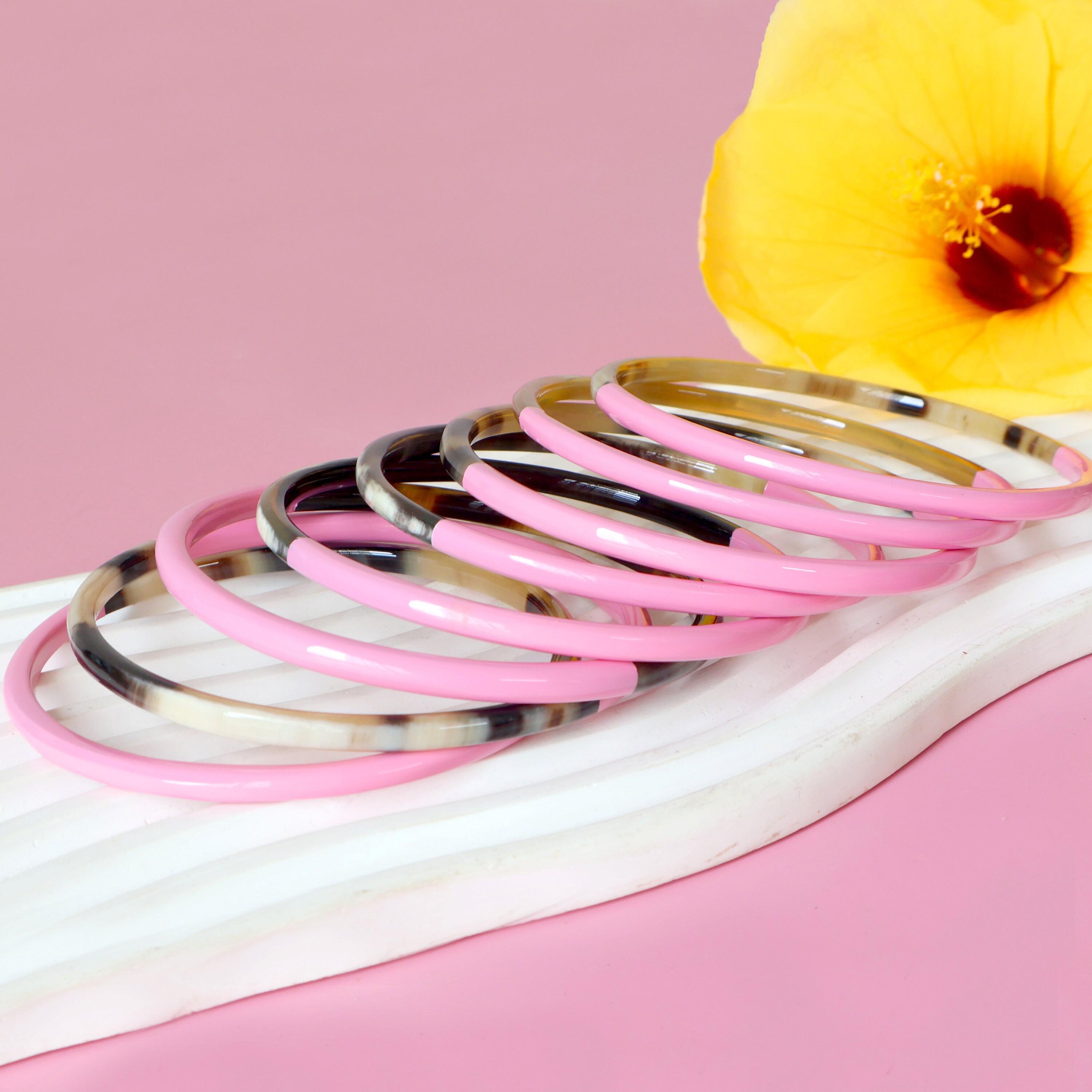 Light Pink Horn Bangle, Genuine Natural Buffalo Horn Lacquered Bangle ...
