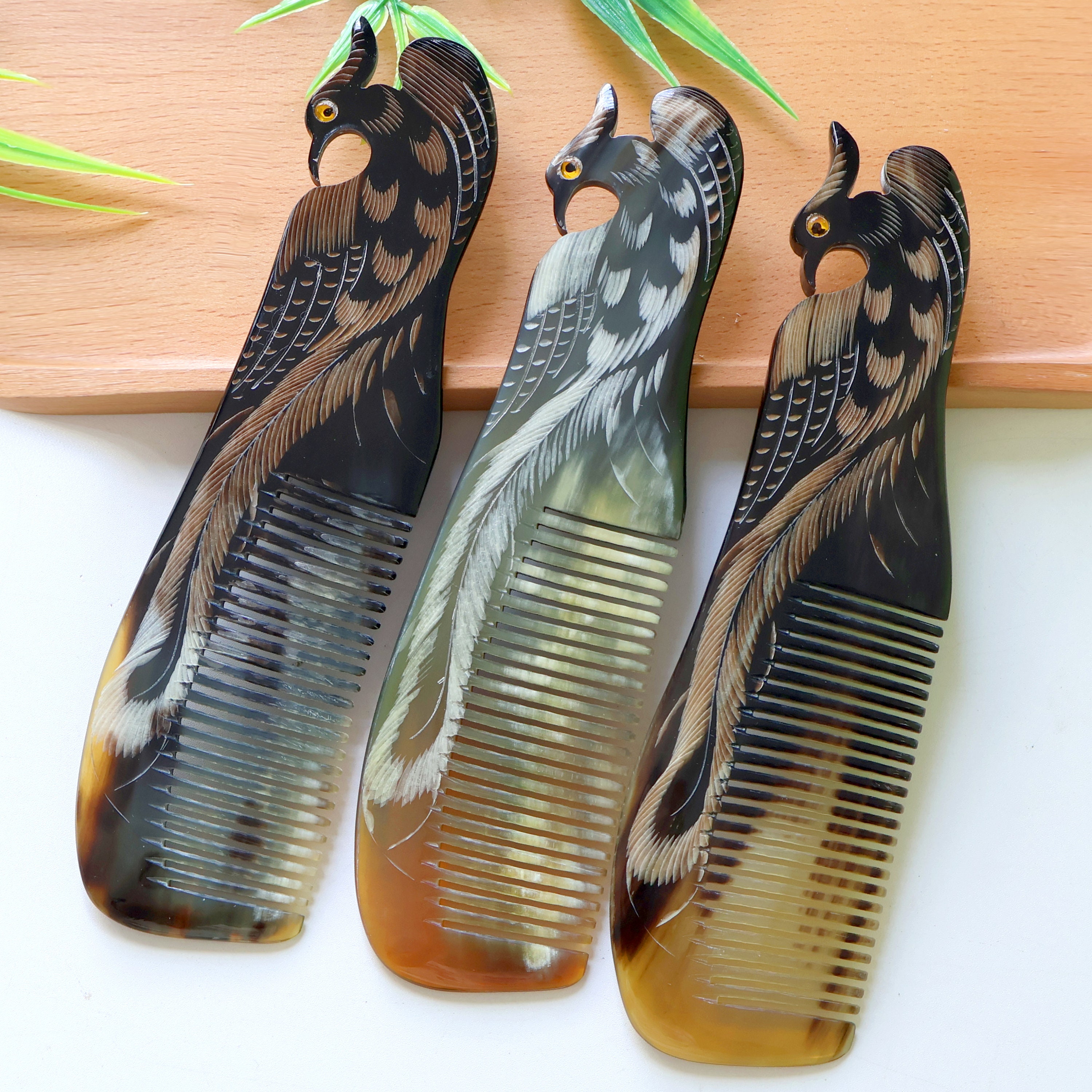 Personalized Handmade Natural Buffalo Phoenix Comb, Anti-static Fine ...