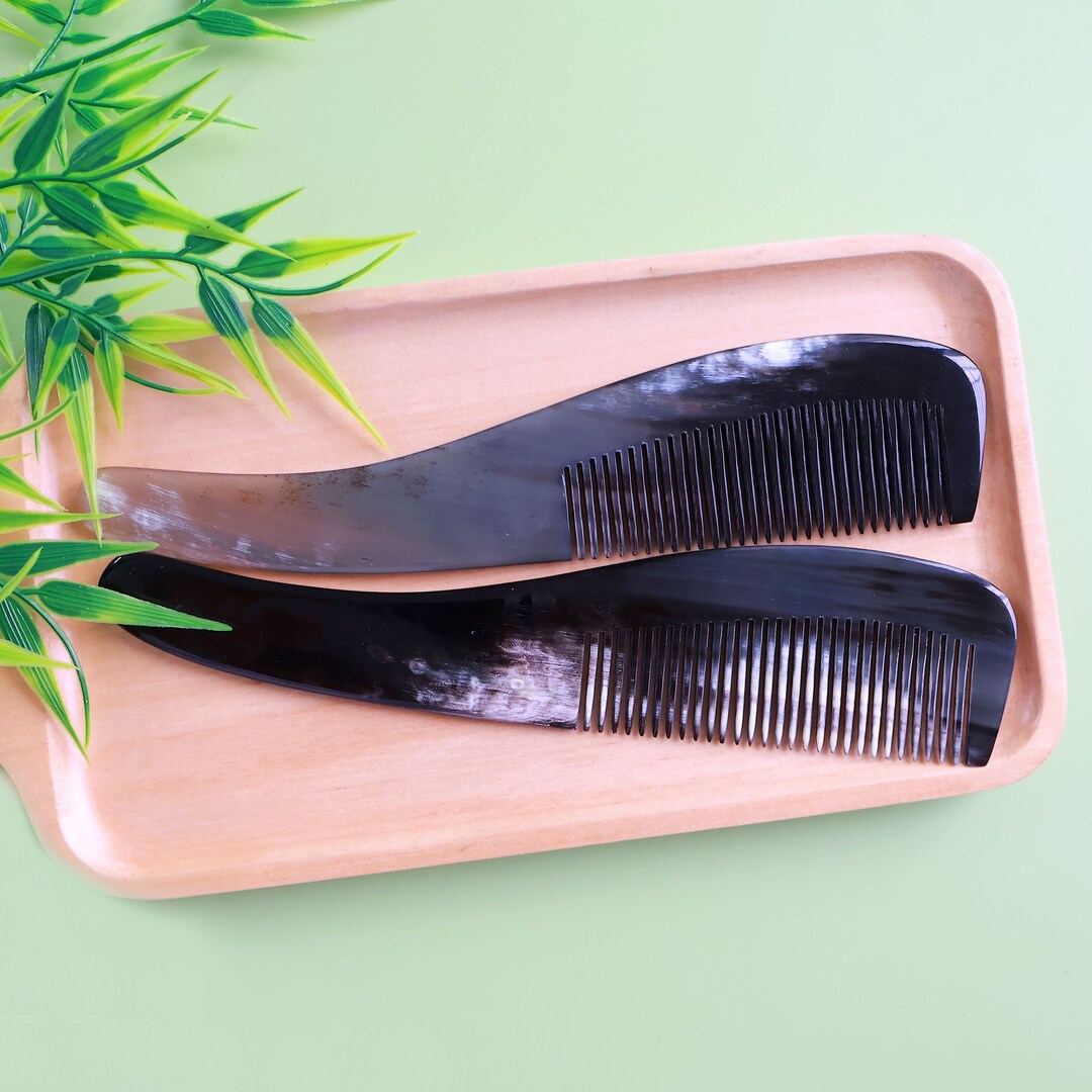 Natural Buffalo Black Bird Horn Comb, Handmade Personalized Anti-static ...