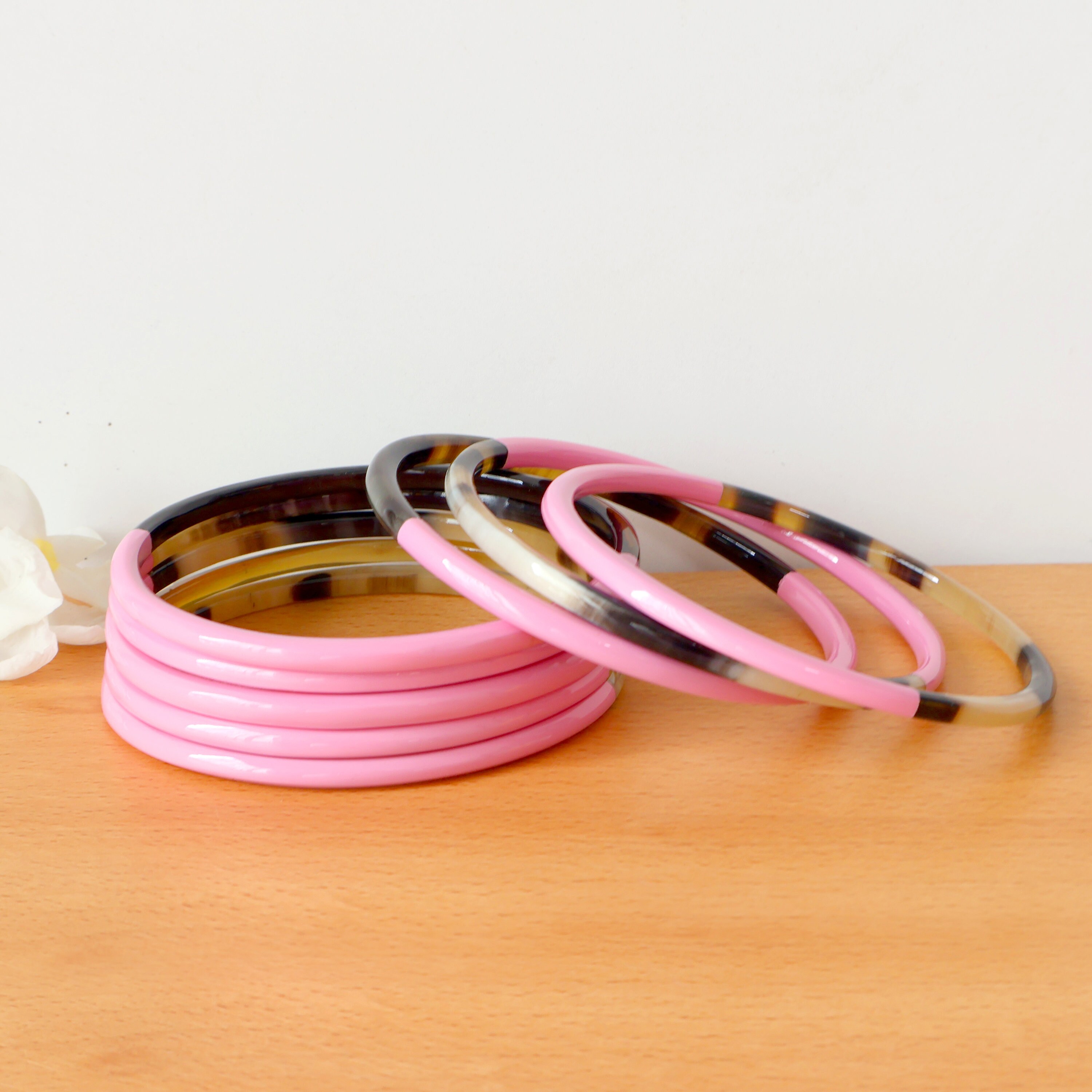 Light Pink Horn Bangle, Genuine Natural Buffalo Horn Lacquered Bangle ...