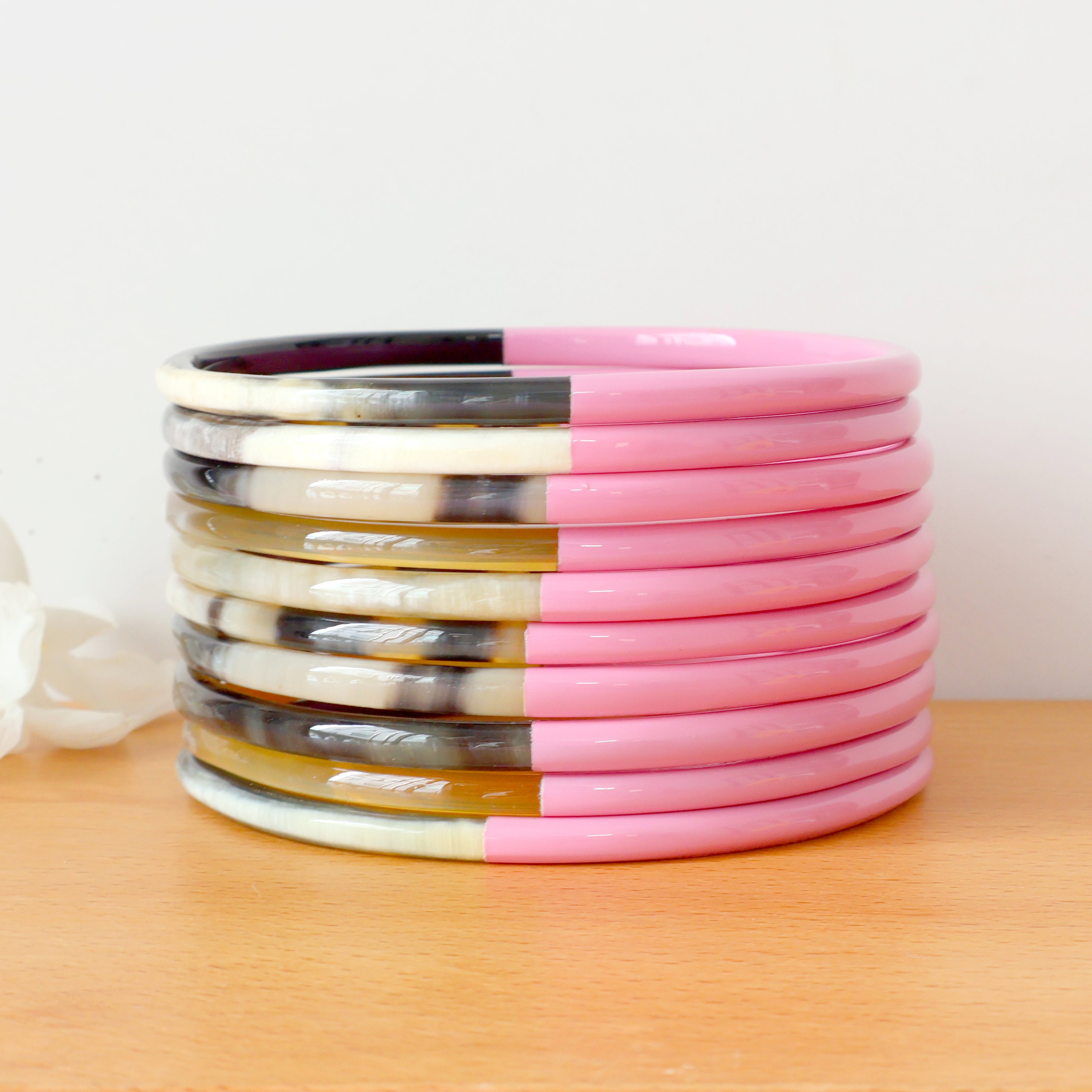 Light Pink Horn Bangle, Genuine Natural Buffalo Horn Lacquered Bangle ...