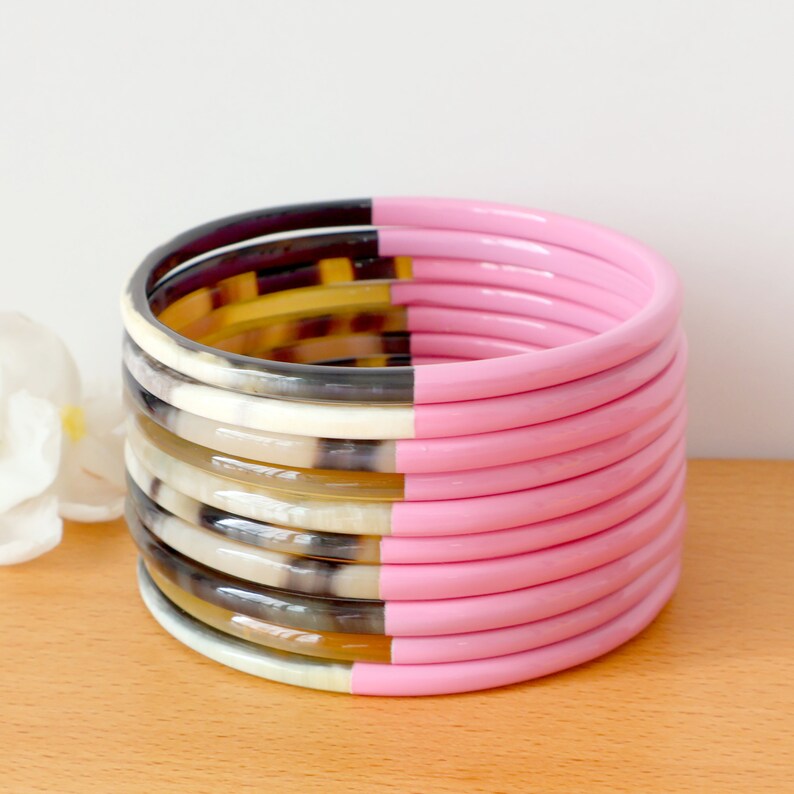 Light Pink Horn Bangle, Genuine Natural Buffalo Horn Lacquered Bangle ...