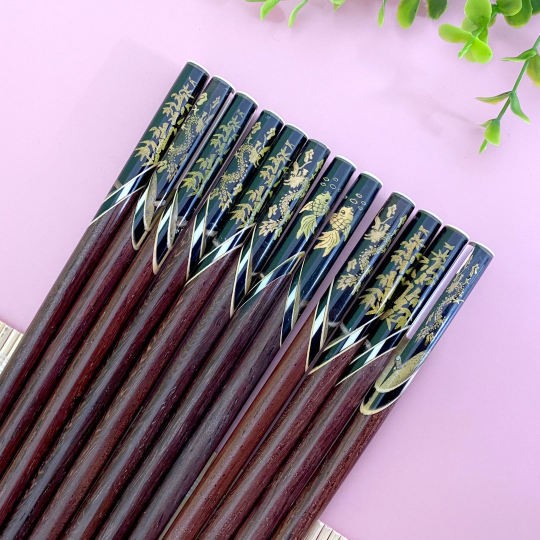 Personalized Rosewood Chopstick, Custom Engraved Name Bamboo Dragon ...
