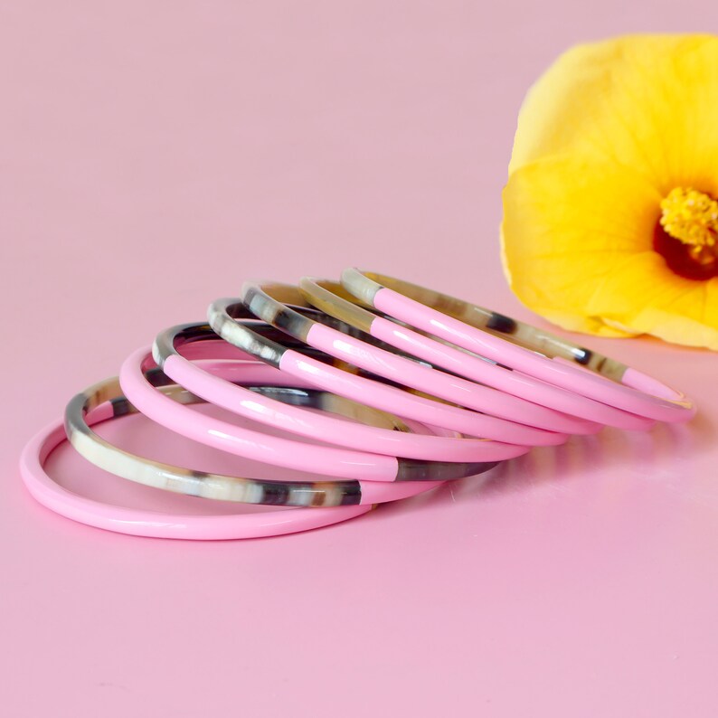 Light Pink Horn Bangle, Genuine Natural Buffalo Horn Lacquered Bangle ...