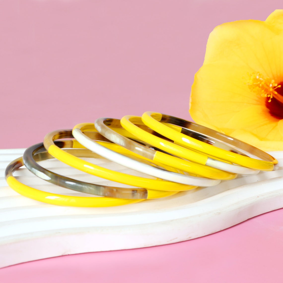 Yellow Horn Bangle, Genuine Natural Buffalo Horn Lacquered Bangle ...