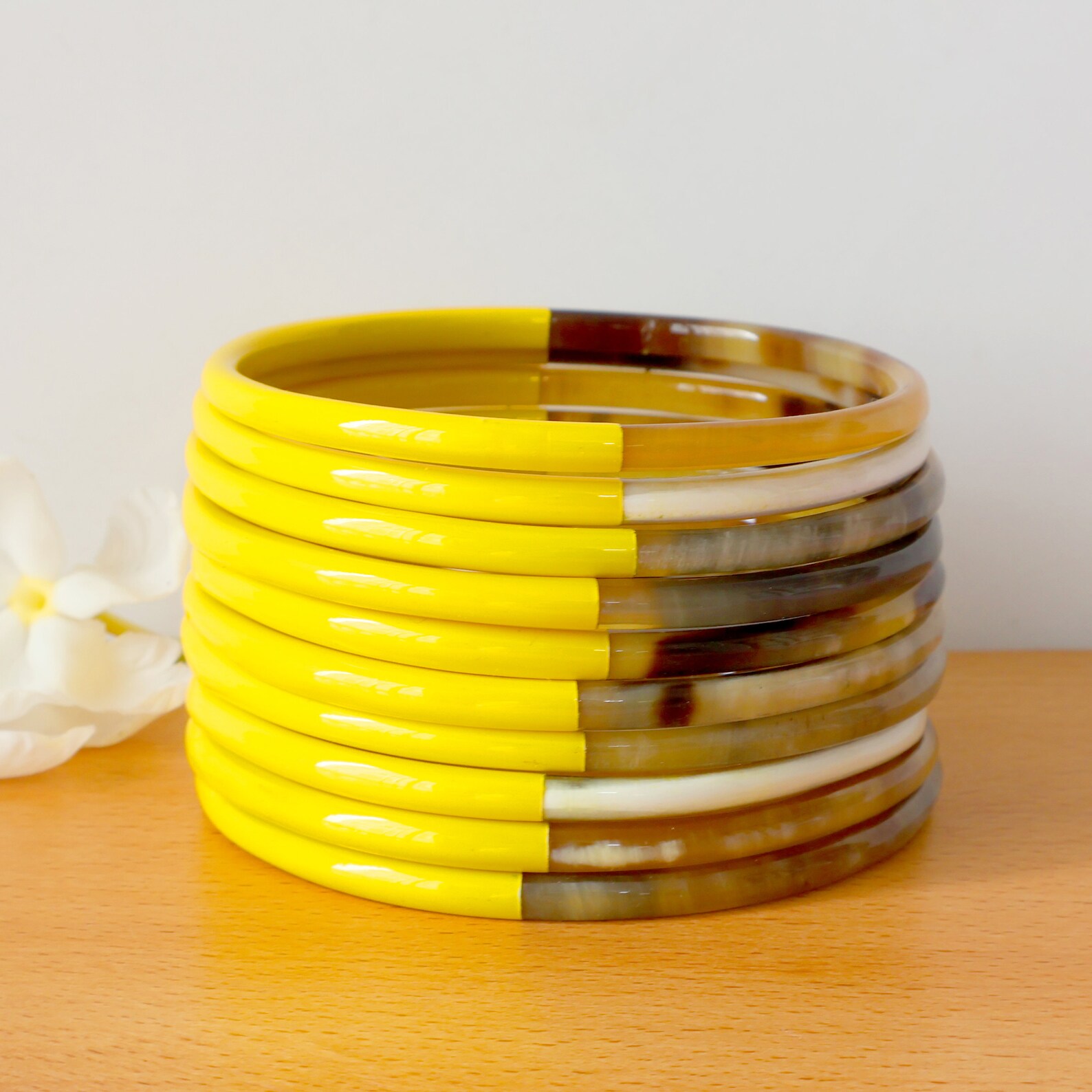 Yellow Horn Bangle, Genuine Natural Buffalo Horn Lacquered Bangle ...