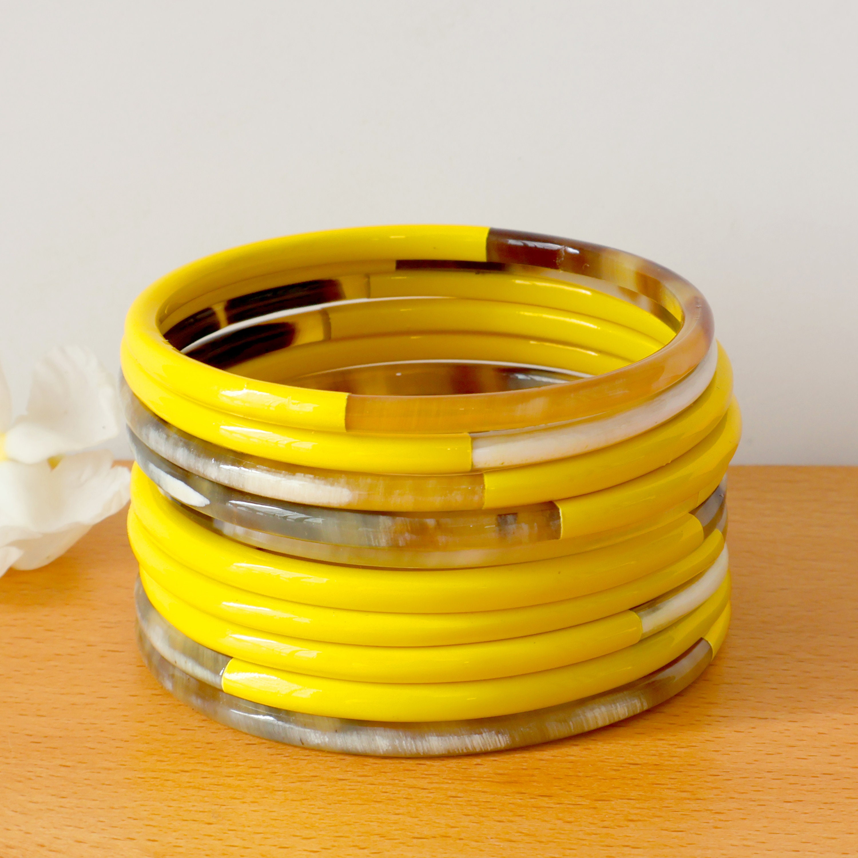Yellow Horn Bangle, Genuine Natural Buffalo Horn Lacquered Bangle ...
