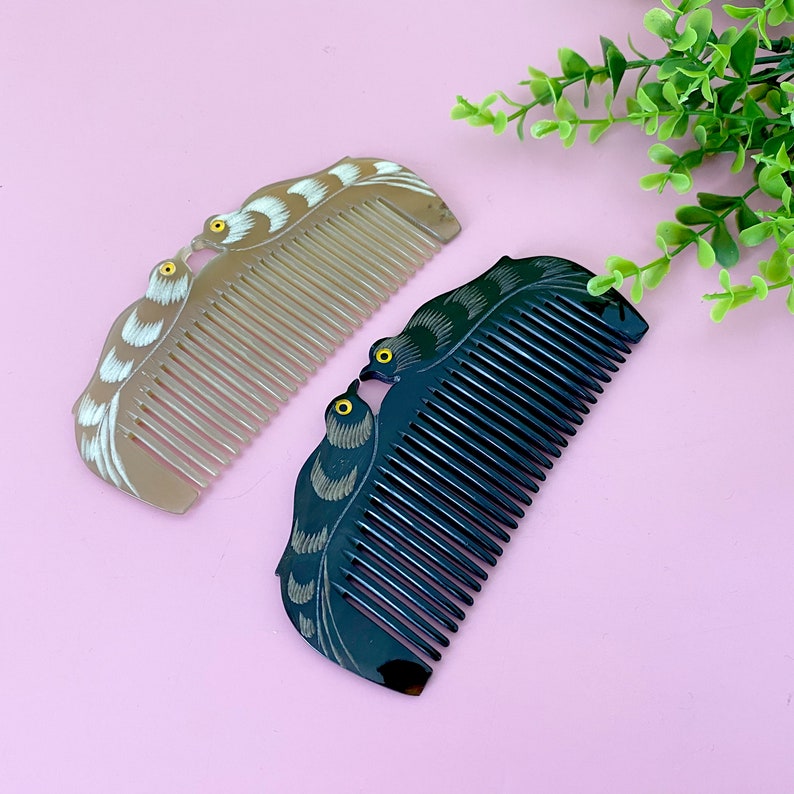 Natural Buffalo Kissing Birds Symbol of Love & Peace Horn Comb, Head ...