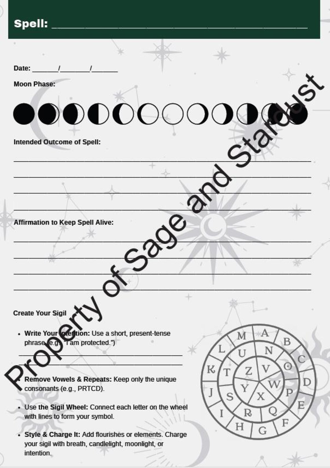 Digital Spell Planner & Grimoire Pages | Printable Witchcraft Template ...