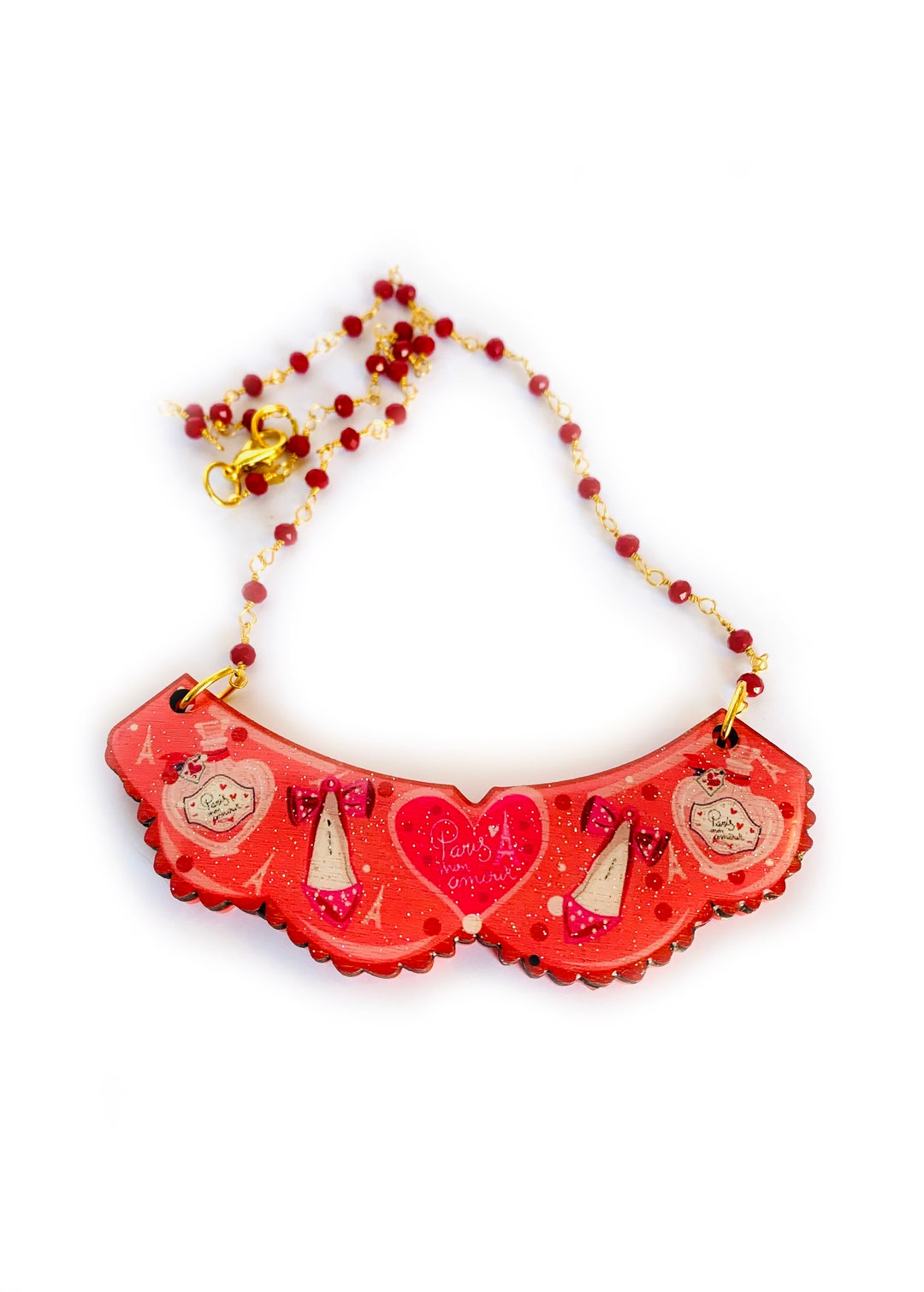 Bib Retro Collar Necklace Vintage Style Necklace Statement Pink ...