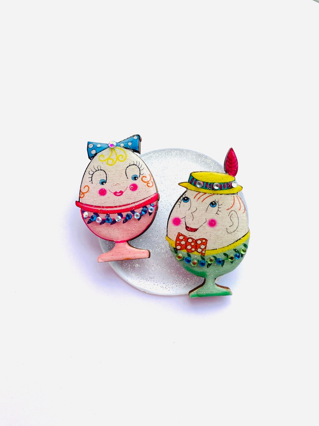 Easter Egg Retro Brooches Easter Quirky Easter Gifts Vintage Eggs Mid ...