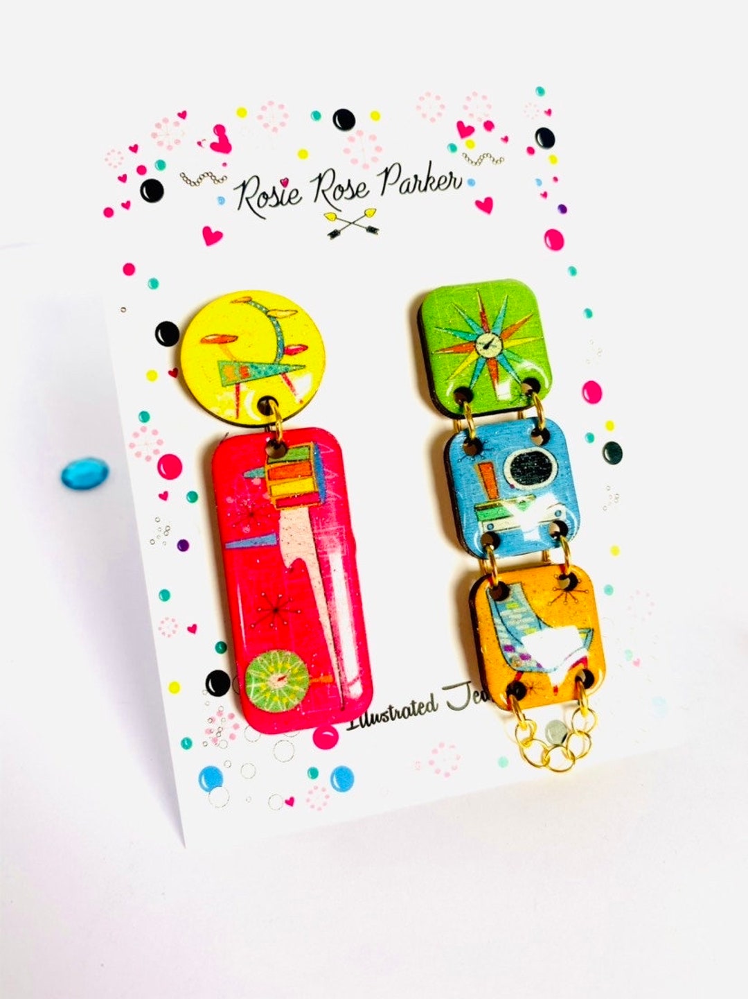 Atomic Miss Match Arty Statement Earrings Dangle Unusual - Etsy