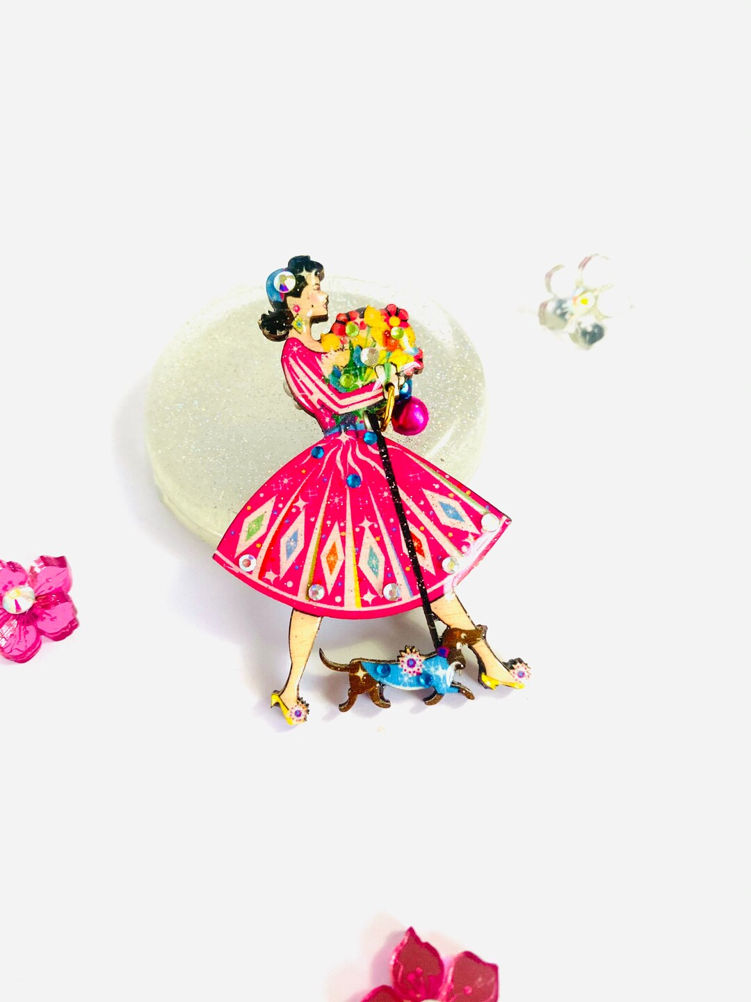 1950s Retro Lady Brooch Statement 50s Brooch Atomic Pinup Gift Unusual ...