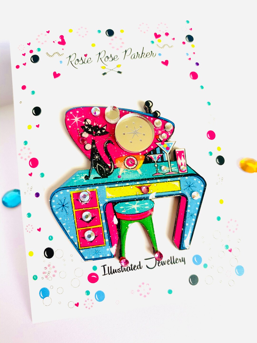 Atomic Kitsch Cat Brooch: Handmade Acrylic Pin,mid-century Modern ...