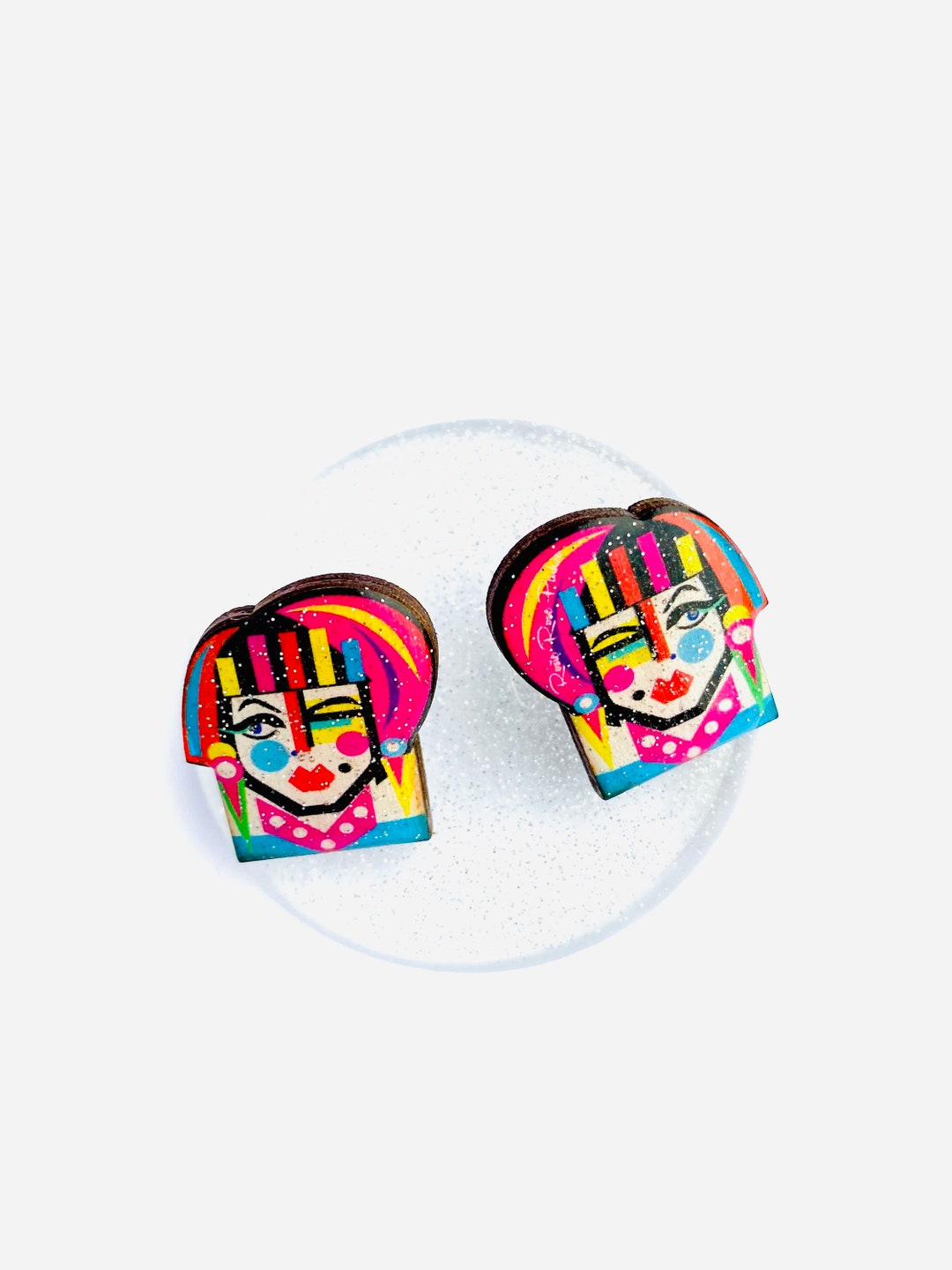 Edgy Quirky Face Studs Colourful Summer Studs Geometric Quirky Studs ...